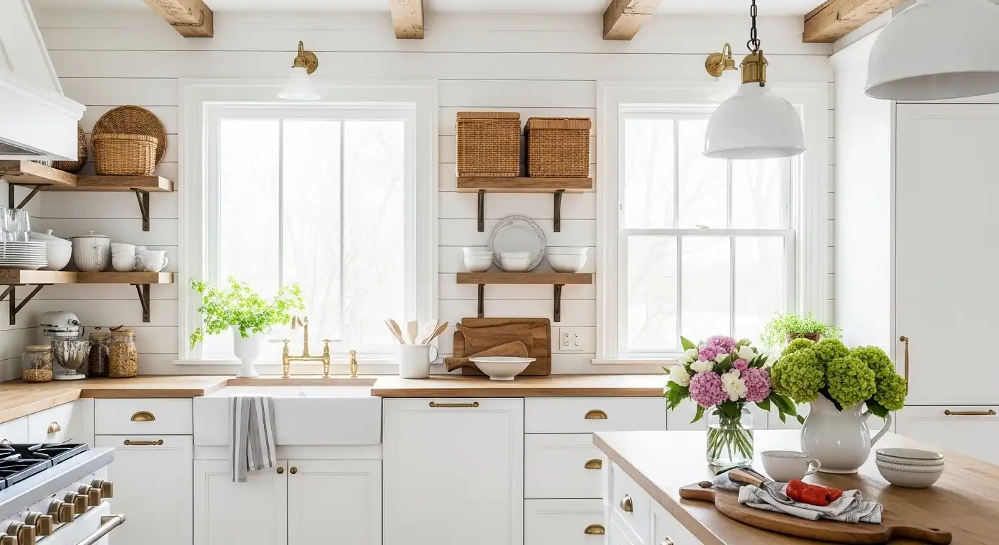 23 White Farmhouse Kitchen Designs To Inspire Your Renovation